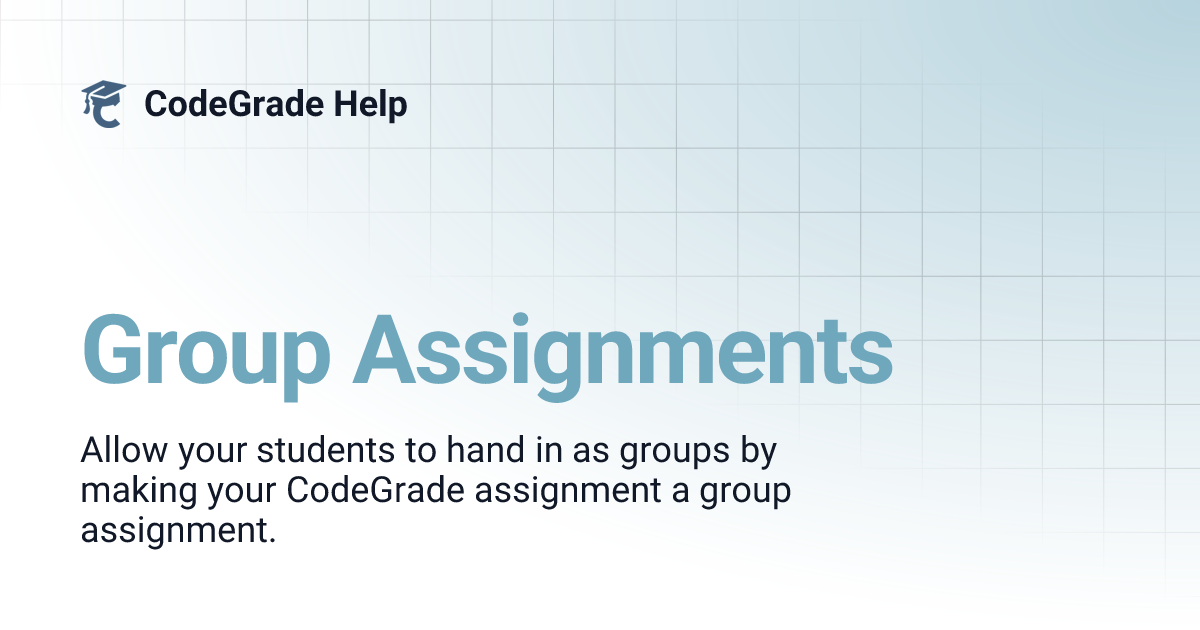 Group Assignments | CodeGrade Help