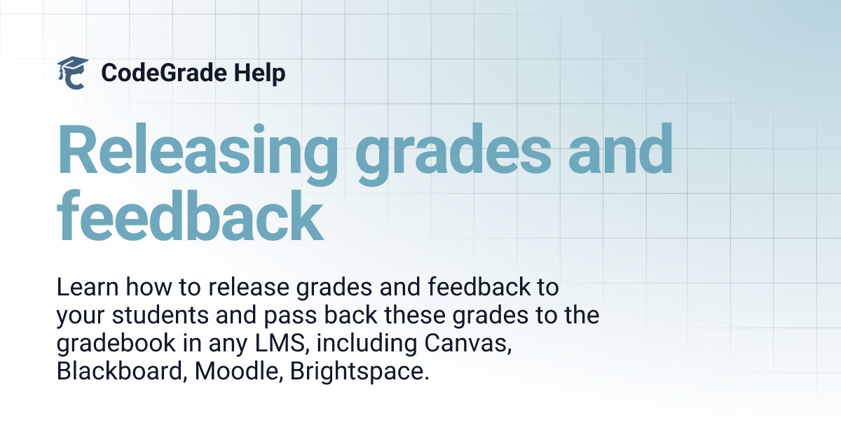 Releasing grades and feedback | CodeGrade Help