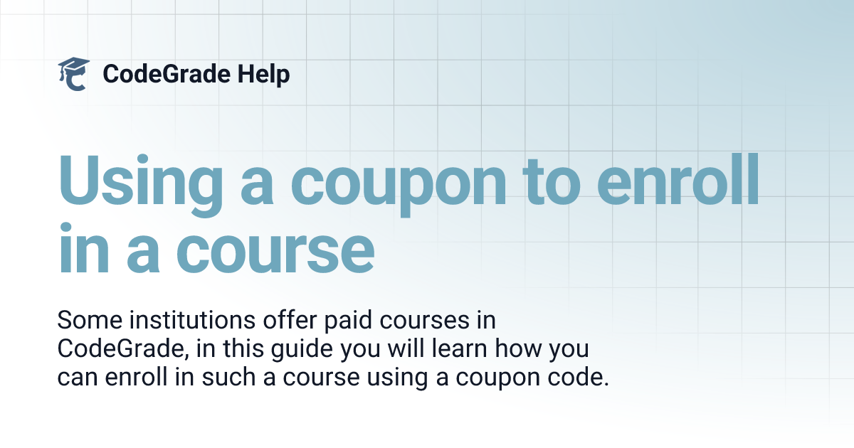 Using a coupon to enroll in a course | CodeGrade Help